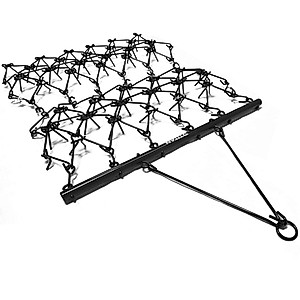 Titan Attachments Heavy Duty Drag Harrow 4.5 FT x 5 FT Leveling Grading Steel Mesh, 3/8in Tines, Tow Behind Agricultural-Style Drag