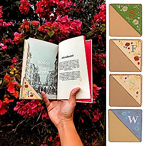 Personalized Hand Embroidered Corner Bookmark,Hand Stitched Felt Corner Letter Bookmark, Felt Triangle Bookmark, Cute Flower Bookmarks for Book Reading Lovers Meaningful Gift (E, Spring)