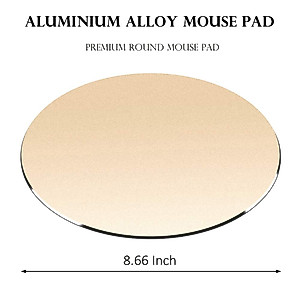 ProElife Premium Aluminum Metal Mouse Pad Mice Mat 8.66 inch (Round, Champagne Gold)