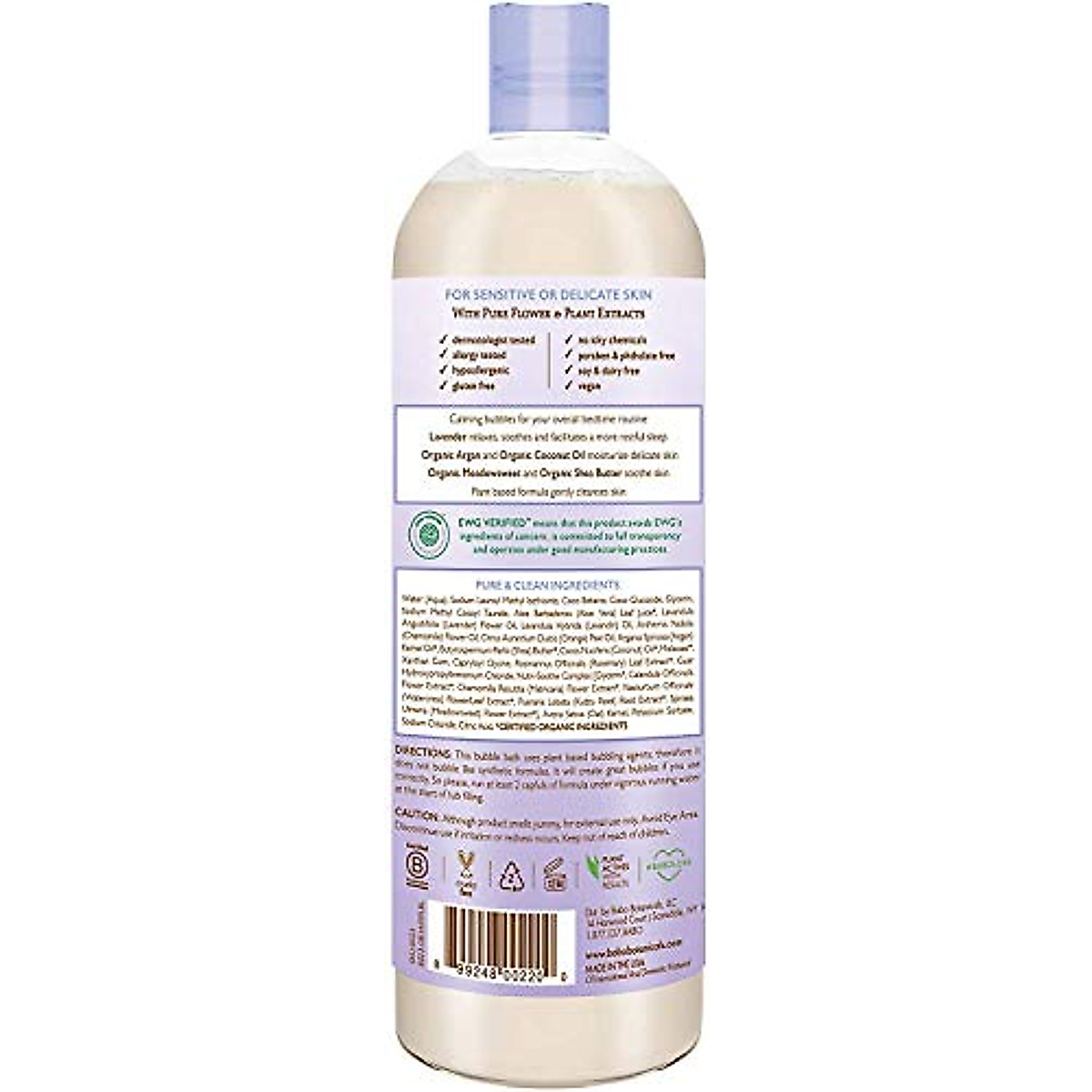 Babo Botanicals Calming Plant-Based 3-in-1 Bubble Bath, Shampoo & Wash - With Lavender & Organic Meadowsweet - For Babies, Kids & Adults With Sensitive Skin - EWG Verified - 15 Fl. Oz.