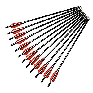 NIKA ARCHERY 12X 16 Crossbow Bolts Fiberglass Arrows with Flat Nock for Outdoor Hunting