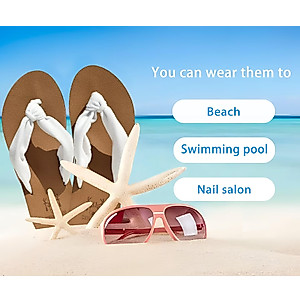 KuaiLu Flip Flops Women Arch Support Yoga Mat Comfortable Summer Beach Walking Thong Cushion Sandals Slip on Outfits Travel Essentials Orthotic Slides Indoor Outdoor Slippers Shoes White Khaki Size 8