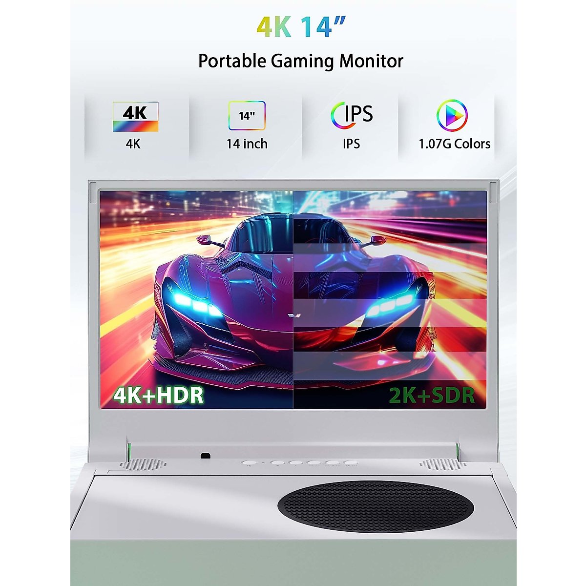 DEPGI 4K 14" Portable Gaming Monitor IPS Screen for Xbox Series S（not Included） with Remote Control, Portable Monitor with HDR10, AMD FreeSync, 2X HDMI for Indoor Outdoor Travel