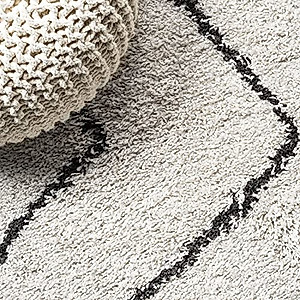 JONATHAN Y SHG101A-8 Inca Moroccan Diamond Shag Indoor Area -Rug Bohemian Contemporary Geometric Easy -Cleaning High Traffic Bedroom Kitchen Living Room Non Shedding, 8 X 10, Beige/Dark Gray