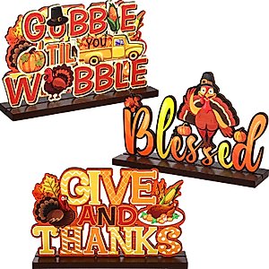 Happy Thanksgiving Sign Thanksgiving Decorations for Table Thanksgiving Table Centerpieces Turkey Decors Pumpkin Signs for Harvest Give and Thanks Wooden Happy Fall Maple, 7.87 x 4.72 Inch