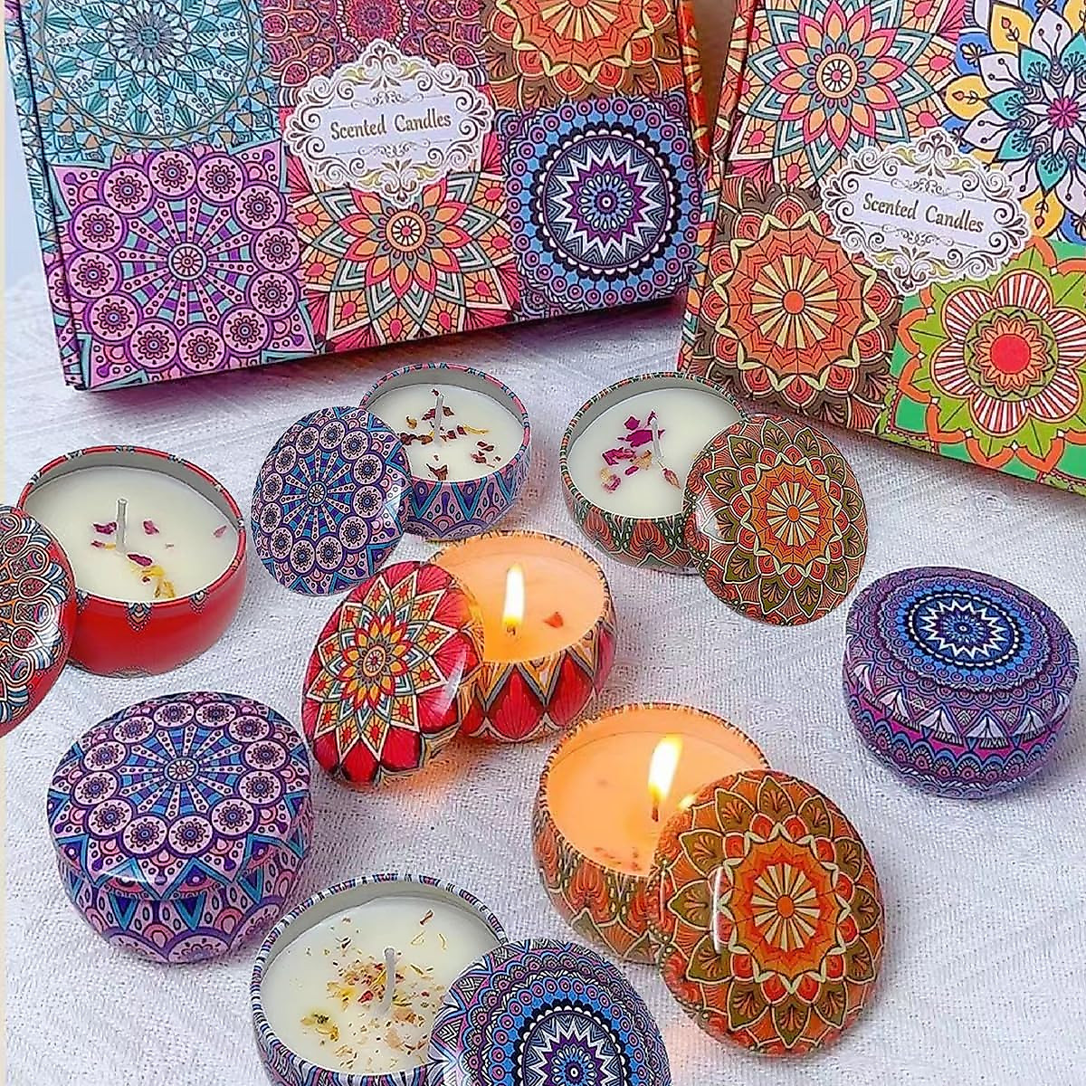 HYCSC Scented Candles Gift Set, 4 Pack Aromatherapy Candle for Home, Lavender Candle Birthday Gifts for Women, Long Lasting Soy Wax, Mom Bath Spa Meditation Christmas Gifts Candles (4PCS)