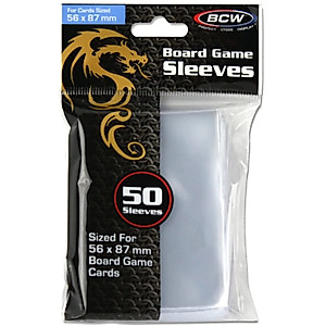 BCW Board Game Sleeves | 56x87mm Card Sleeves for European & American Board Game Cards | Durable Acid-Free | Archival Quality Protection | 50 Sleeves per Pack