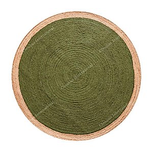 Chouhan International 4x4, 5x5, 6x6,feet Natural Jute Bordered Round Rug, Floor Bordereded Edge Rug Braided Boho Eco Large Circular Handmade Area Rugs (CCID1)
