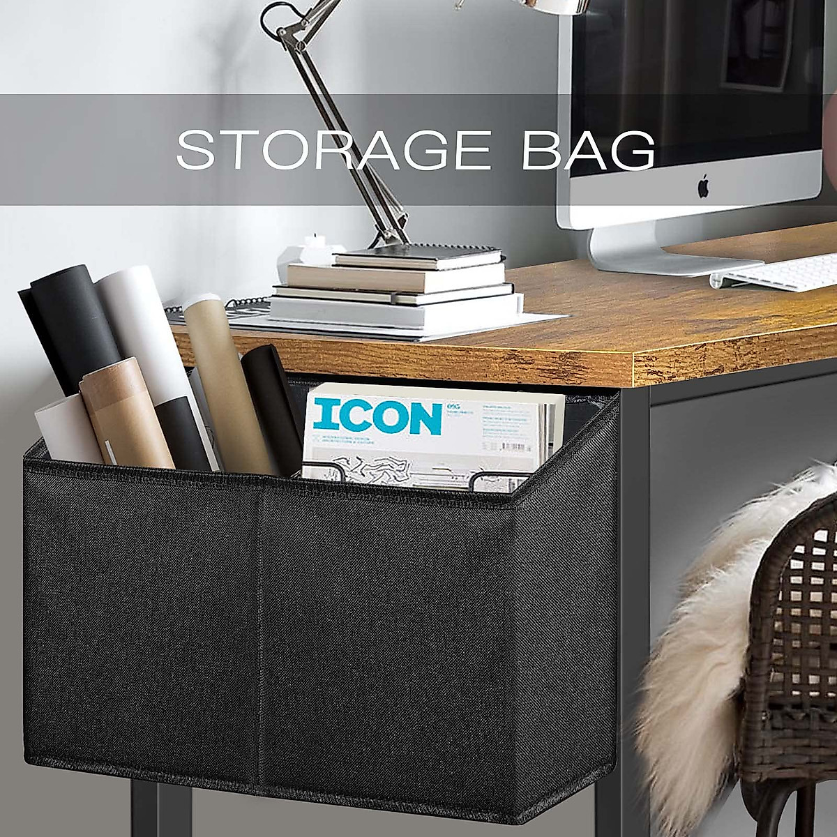 Lufeiya Home Office Desks 47 inch Desk for Bedroom Modern Simple Student Study Table 48 Vintage Writing Computer Desk, Rustic Brown