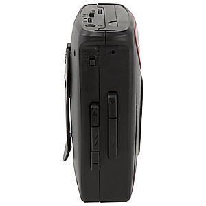GPX Portable Cassette Player, 3.54 x 1.57 x 4.72 Inches, Requires 2 AA Batteries - Not Included, Red/Black (CAS337B) Black/Red