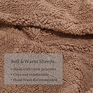 Umeepar Winter Bear Ear Sherpa Hood Hat Scarf Gloves 3 in 1 Hooded Scarf for Women Men (Brown)