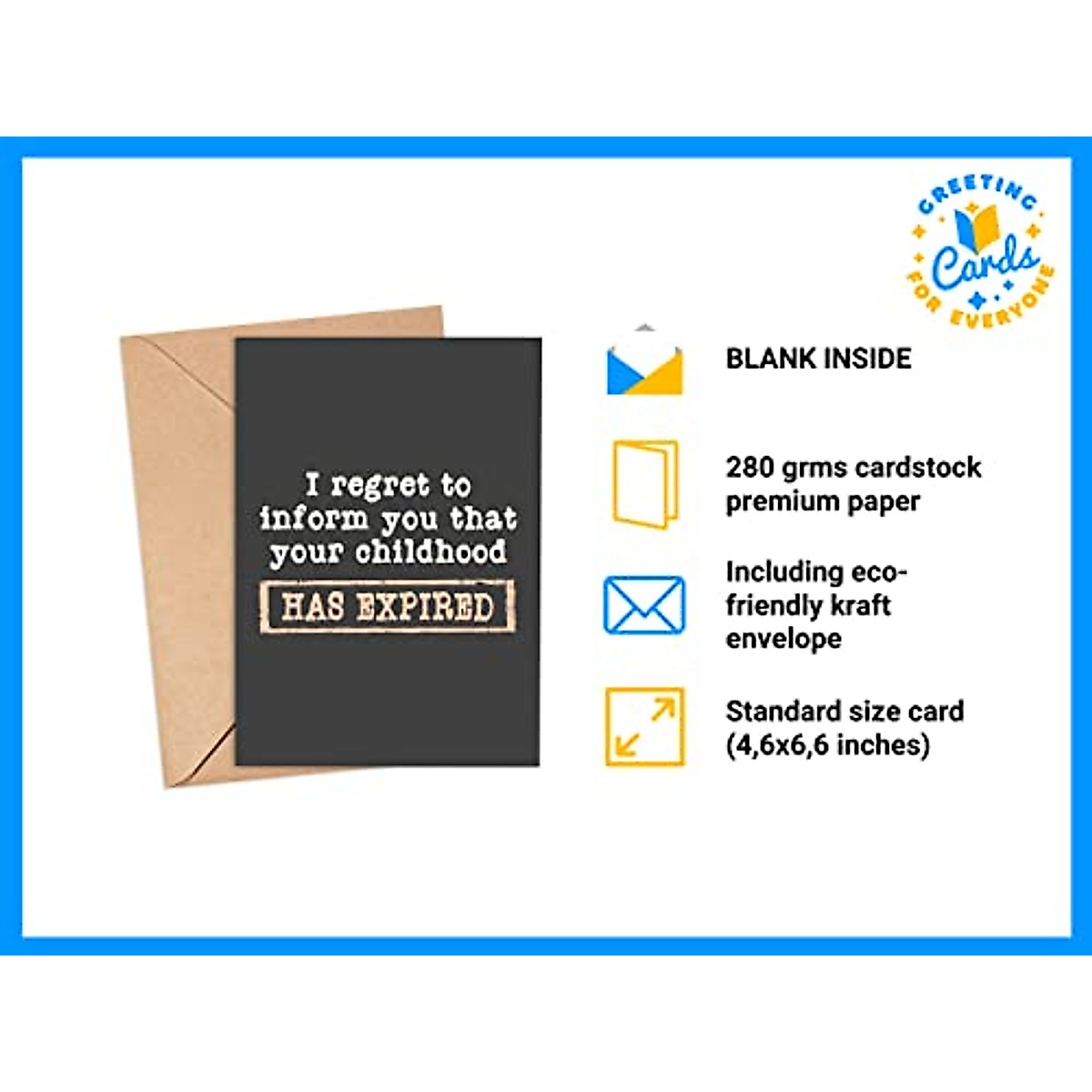 Funny 18th Birthday Card for men or women with envelope | Joke card for someone who is turning 18 years old | Original and unique present idea for son, daughter. | Your Childhood