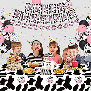 160 Pack Cow Print Party Supplies Cow Birthday Party Decorations Farm Barn Pink Cow Theme Party Tableware Set-Cow Print Plates and Napkins for Holy Cow Theme Baby Shower Farm Party Supplies Serves 40