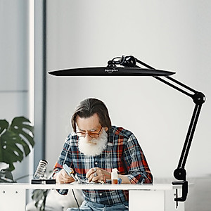 bemelux LED Desk Lamp with Clamp, Dimming Task Lamp for Reading Desktop Office Workbench Table Architect Sewing Study Home Craft, Bright 117PCS LEDs, 2200 Lumens 20 Inch Metal Swivel Arm Work Lamp