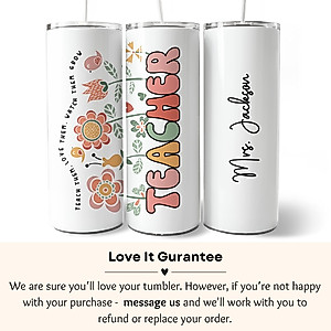 Fleur&Bay Teacher Appreciation Gifts for Women - Personalized Teacher Tumbler With Straw - Daycare Preschool Birthday Back to School Gifts Ideas - Customized Cup With Name - 20 oz Travel Coffee Mug