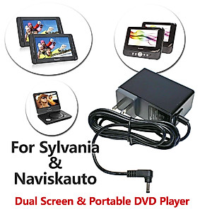 EDO Tech Wall Charger AC Adapter for Sylvania Naviskauto Pumpkin HDJUNTUNKOR APEMAN WONNIE DR. J UEME Portable Single Dual Screen Blu-ray DVD Player (6.5 Ft Cable)