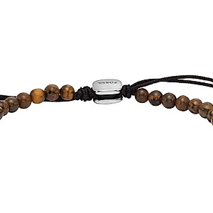 Fossil Men's Beaded Tigers Eye Bracelet, Color: Brown (Model: JF04413040)