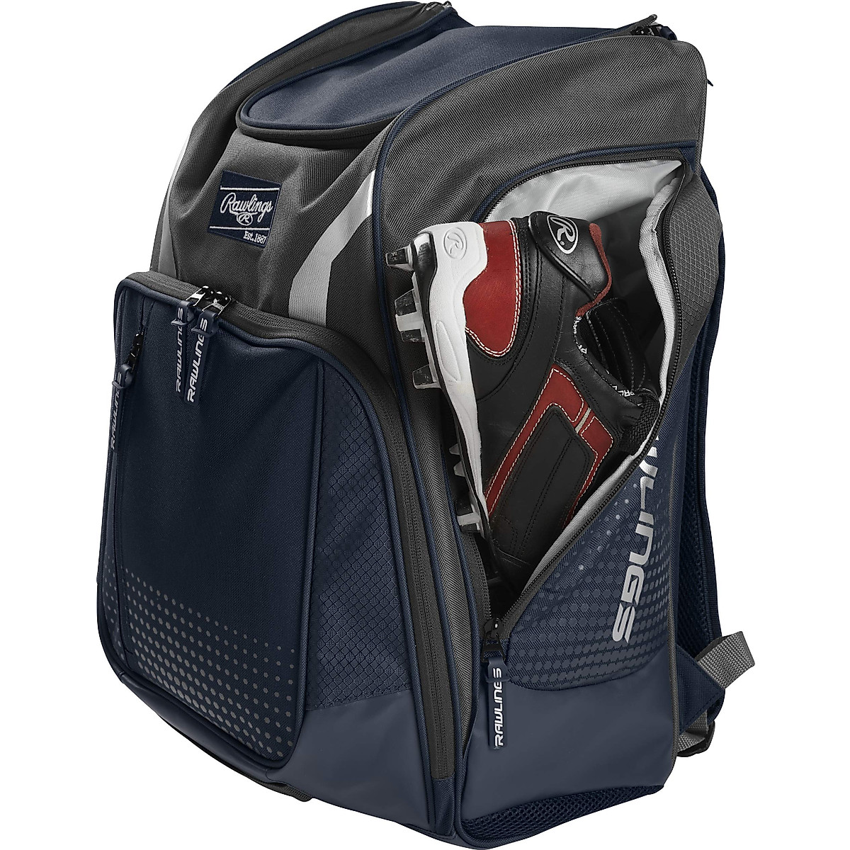 Rawlings | LEGION Backpack Equipment Bag | Baseball & Softball | Navy/Grey