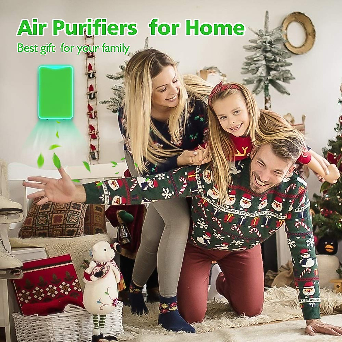 Air Purifier Plug in for Home, 2 Pack Mini Plug in Air Purifier, Portable Travel-Size Air Purifier Plug in Wall for Smell, Pet Dander, Bedroom, Hotel, Office（Green）