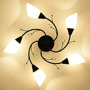 Semi Flush Mount Ceiling Light Fixture - FINXIN FXCL22 Modern Black Painting Pendant Light for Bedroom,Hallway,Kitchen and Dining Room (Black)