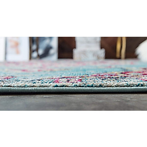 Rugs.com Fleur Collection Rug – 3' x 5' Light Blue Medium-Pile Rug Perfect for Entryways, Kitchens, Breakfast Nooks, Accent Pieces
