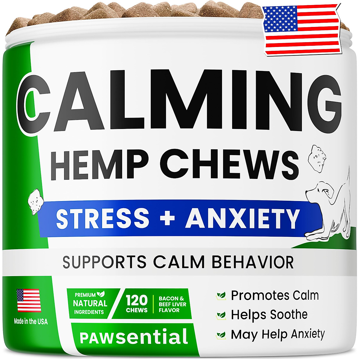 Advanced Hemp Calming Chews for Dogs - Dog Calming Chews - 120 Anxiety Relief Treats - Hemp Oil - Dog Calming Treats - Sleep Calming Aid - Calming Hemp Treats for Joint Health
