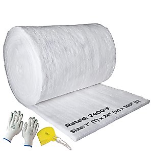 Simond Store Ceramic Fiber Insulation Roll, 2400F (1315C) 1"X24"X25', High Density Fireproof Insulation Blanket for Forge, Foundry, Furnace, Kiln, Wood Stove, Pizza Oven, Dishwasher Insulation Blanket