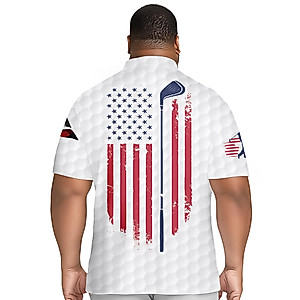 HIVICHI Golf Shirts for Men Funny Print Crazy Hawaiian Mens Polo Shirt Patriotic Flag Shirt, Large, 7198