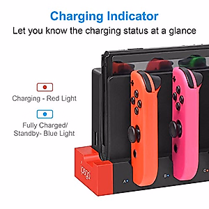 Charging Dock Compatible with Nintendo Switch & Switch OLED Model Joycons, Switch Controller Charger Dock Station for Joycon Charges up to 4pcs, Charging Stand Station for Nintendo Switch/OLED Model