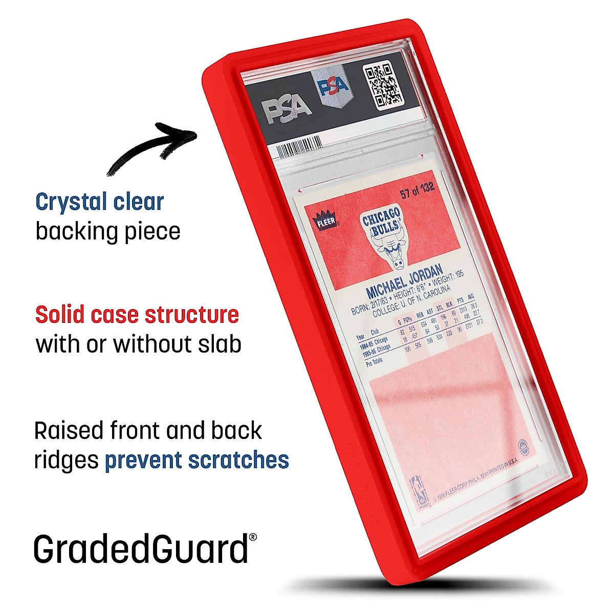 GradedGuard Graded Card Guard Case for Standard PSA Slab Case | Multiple Colors | Soft Touch Matte Finish | Stackable | Made to Fit PSA | Solid TPU and PC Design. (Red)