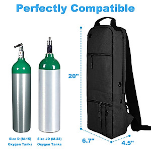APDTEK Portable Oxygen Tank Backpack Holder for Size D (M-15), Comfortable Medical Oxygen Cylinder Backpack Bag with Durable Straps, Size JD (M-22) Oxygen Bag for Travel - Easy to Carry (Black)