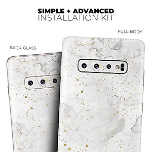 DesignSkinz Karamfila Watercolor & Gold V6 Protective Vinyl Decal Wrap Skin Cover Compatible with The Samsung Galaxy S20 (Screen Trim & Back Glass Skin)