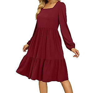 Bofell Midi Dresses for Women Wedding Guest Long Sleeve Ladies Dress Christmas Dresses L