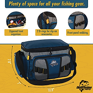 360 Fishing Gear Tackle Bag by Okeechobee Fats | Soft Sided Fishing Bag | Includes 3 Fishing Accessories Utility Boxes | Top Loading Fishing Tackle Box Bag | Deepwater Blue, 10.8in x 7.8in x 7"