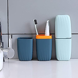 Toothbrush Travel Case Multifunction Toothbrush Holder and Cup Easy Carrying for Trip, Camping Or Daily Use (Light Blue)