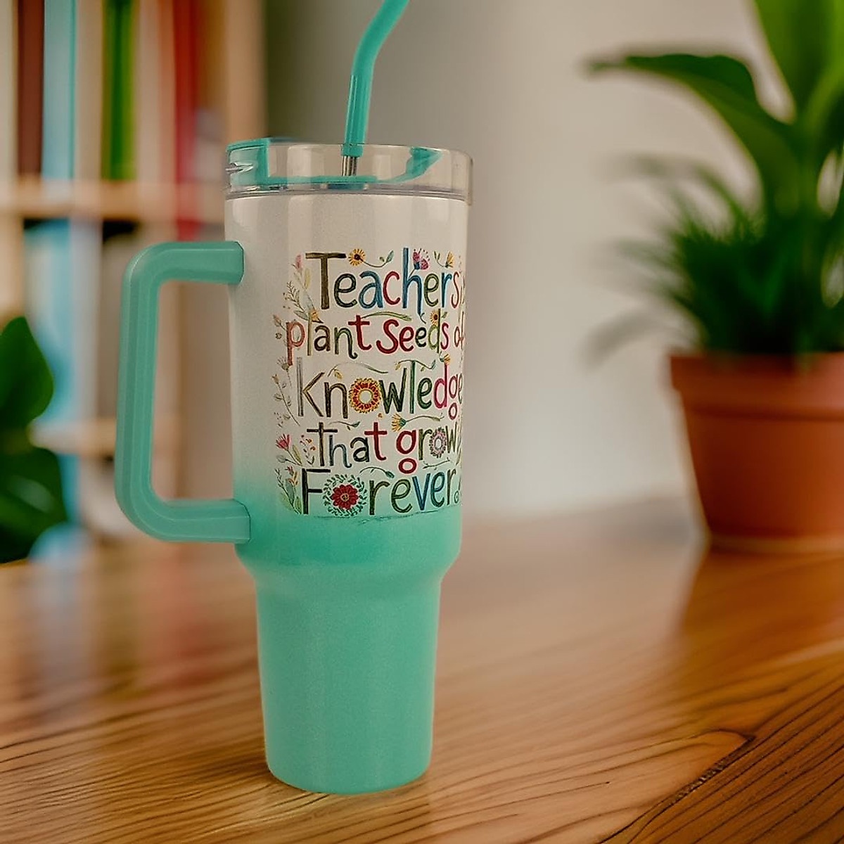 Hogg 40oz Sublimation Tumbler Holographic Traveler - Ombre Mint Shimmer, Blank Sublimation Tumblers with Handle, Bulk Tumblers with Lids, Straws, Removable Handle, 40 oz Sublimation Tumbler