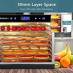 Dehyber Upgraded Dehydrators for Food and Jerky(67 Recipes),8 Stainless Steel Trays Dryer Machine with 24H Adjustable Timer and Temperature Control,Dehydrator for Meat Beef Herb Fruit Vegetable Nut Dog Treats-Overheating Protection 700W