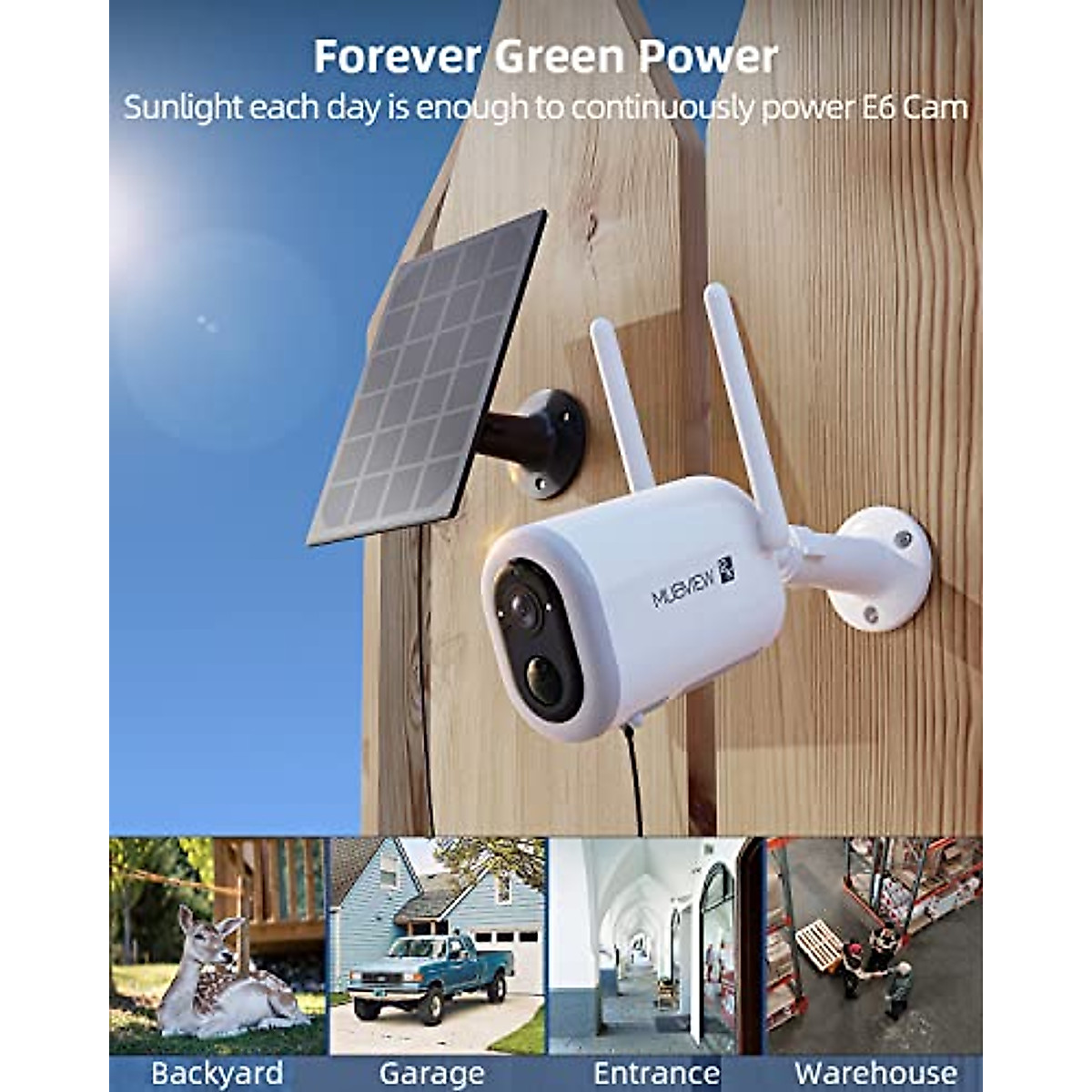 MUBVIEW Solar Security Cameras Wireless Outdoor Floodlight, 2K Outdoor Camera Wireless, Home Security Camera Outdoor, 800 Lumens Light/Siren/14000 Battery/2.4G WiFi/2-Way Talk/IP67/SD/Cloud