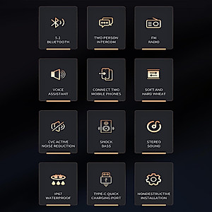 1Storm Motorcycle Bike Full Face Helmet Mechanic + Motorcycle Bluetooth Headset: Matt Black