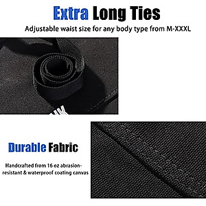 QeeLink Professional Grade Chef Apron for Kitchen, BBQ and Grill with 10 Tool Pockets - Water Resistant Canvas Apron with Quick Release Buckle, Adjustable M to XXXL for Men & Women, Black