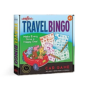 eeBoo: Travel Bingo Game, Make Every Drive a Happy One! Car Game, Includes 4 Bingo Pads & 4 Pencils, Develops Observational Skills, Patience, and Simple Logic, for 1 to 4 Players