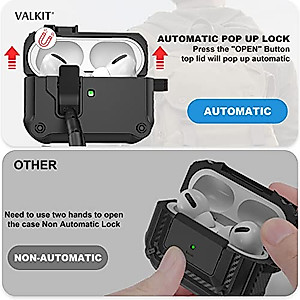 Valkit Compatible Airpods Pro 2nd Generation Case Cover with Lock for Men Women, Military Cool Air Pod Pro 2 Case with Keychain Shockproof iPod Pro 2 Protective Skin for AirPods Pro 2nd Gen 2022/2023