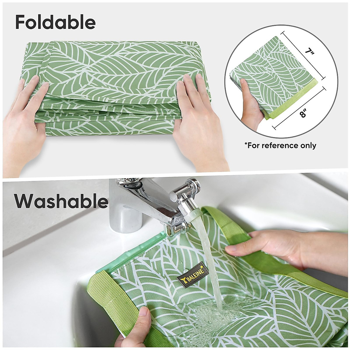 BALEINE Extra Large Storage Tote with Zippers & Carrying Handles, Heavy-Duty Oxford Fabric Moving Bags for Laundry, Space Saving, Storage, Antique Foliage