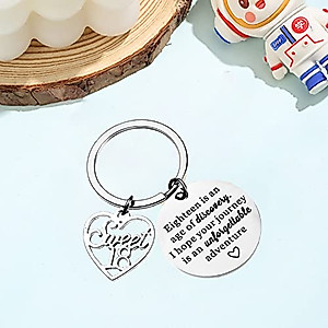 MaoMaoCha 18th Happy Birthday Gifts Keychain, 18 Year Old Bar Mitzvah Gift for Her/Him, Inspirational Gifts for 18 Teen Girls Boys, Made of Stainless Steel