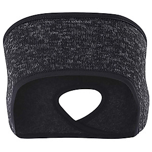 Women’s Ponytail Headband Ear Warmer Head Wrap Yoga Hair Band Running Sweatband (Bigger-Black)