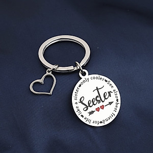 FAADBUK Seester Noun Gift Sister Gift Seester Definition keychain Step Sister Gift Big Sis Lil Sis Gift (Seester Noun)