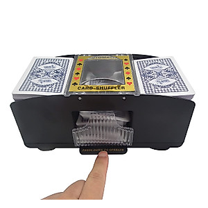 TAAVOP Automatic Card Shuffler, 1-2 Deck Battery-Operated Electric Poker Card Shuffler Machine, for Playing CardsUNO (Black), 8 x 4 x 4 inches；15.11 Ounces