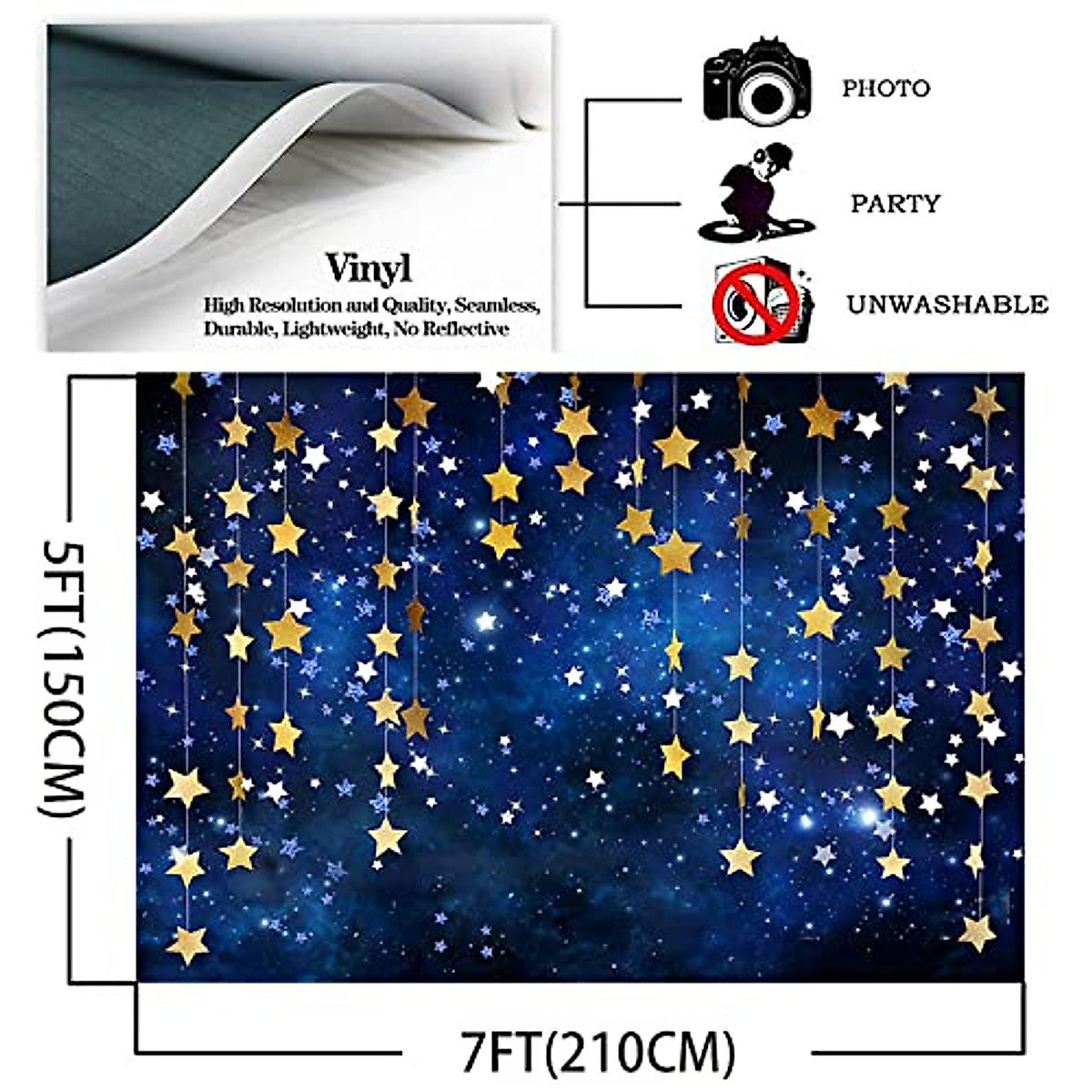 Twinkle Twinkle Littler Star Backdrops Navy Blue Galaxy Starry Sky Gold Glitter Little Star Photography Background Adults Kids Birthday Party Decor Baby Shower Backdrop Starry Backdrop7x5ft (Blue)