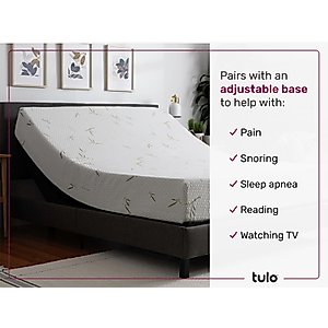 Tulo 10" Medium-Plush Memory Foam Bamboo Pressure Relief Mattress in a Box | Twin XL Size