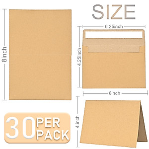 30 blank cards and envelopes each, thank you blank greeting cards and envelopes, brown A4 blank cards, 4x6 envelope invitations, suitable for printing custom, suitable for various occasions DIY